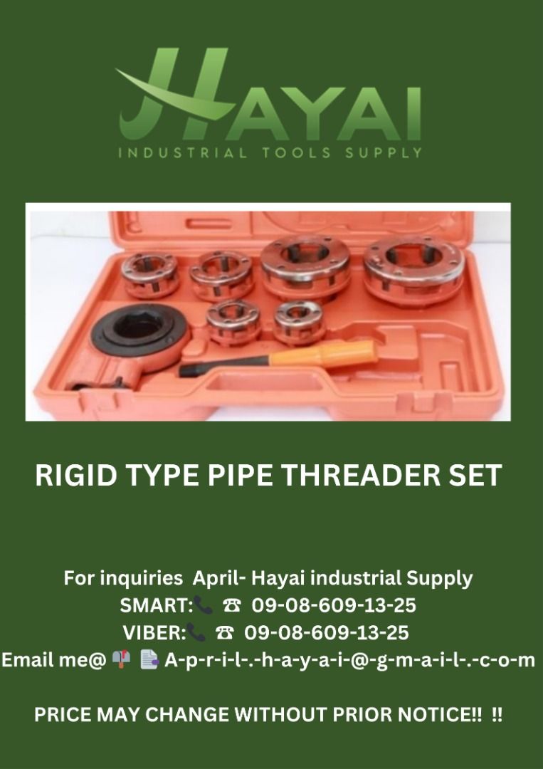 Rigid type pipe threader set, Commercial & Industrial, Construction ...