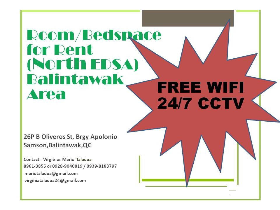 ROOM/BEDSPACE FOR RENT NORTH EDSA Balintawak Area, Property, Rentals ... ROOM/BEDSPACE FOR RENT NORTH EDSA Balintawak Area, Property, Rentals ...