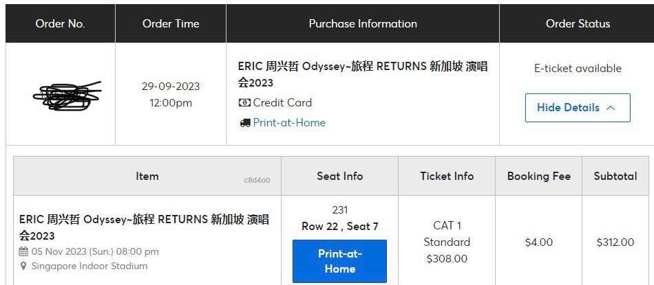 Selling 1x Eric Chou Cat 1 Tics 5 November, Tickets & Vouchers, Event ...