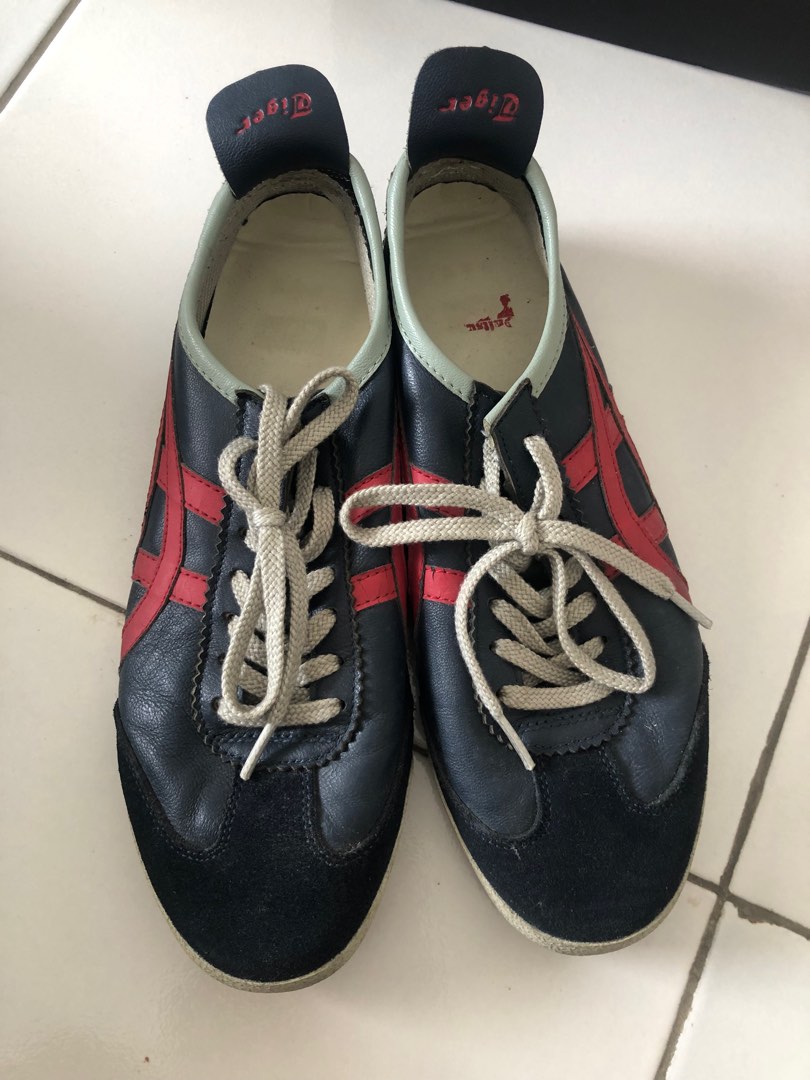 Shoes Onitsuka Tiger Blue Red, Fesyen Pria, Sepatu , Sneakers di Carousell