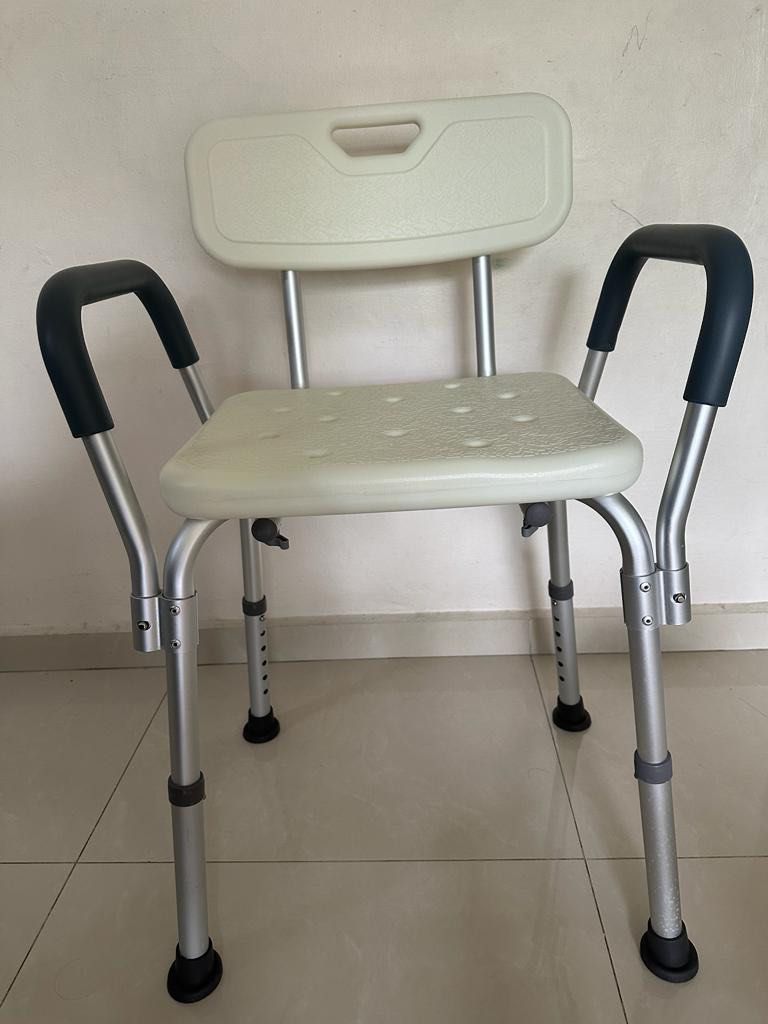 Shower safety chair with backrest and handles anti slip, Health ...
