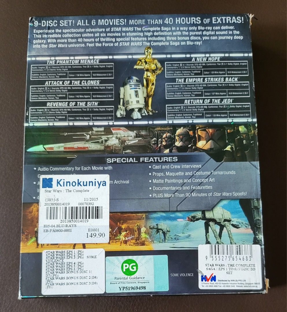 Star Wars The Complete Saga Blu-Ray DVD (6 movies 9 discs), Hobbies ...