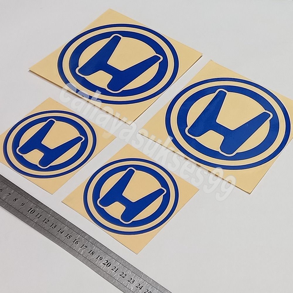 Sticker Logo HONDA Biru Bulat 15cm dan 10cm Stiker Tangki Motor Cutting ...