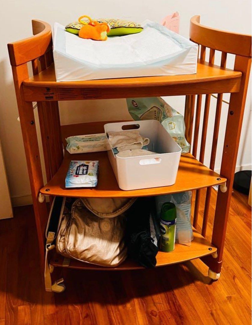 Stokke changing table with wheels (walnut), Babies & Kids, Baby Nursery ...