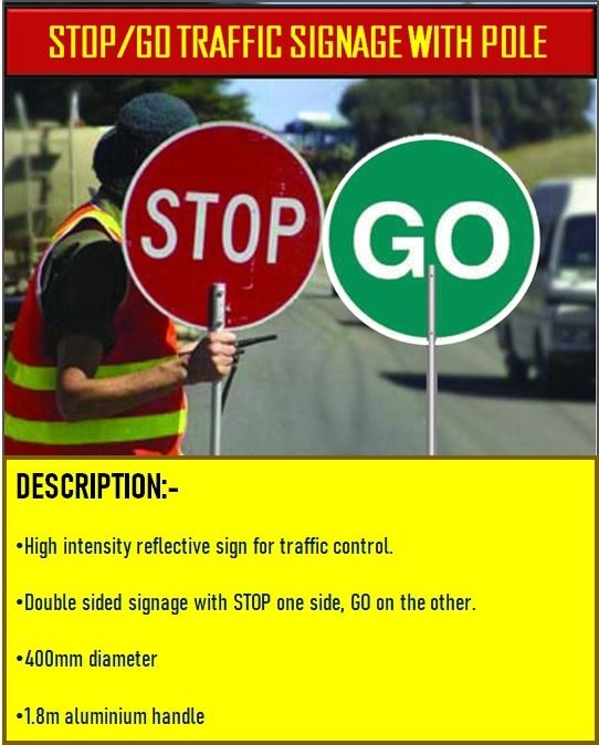 STOP AND GO TRAFFIC SIGNAGE/ STOP LOOK GO TRAFFIC SIGNAGE W/ POLE ...