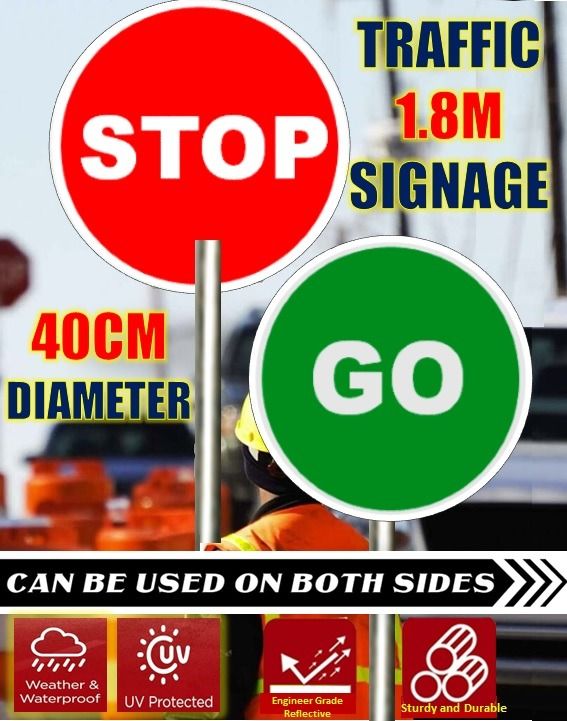 STOP AND GO TRAFFIC SIGNAGE/ STOP LOOK GO TRAFFIC SIGNAGE W/ POLE ...