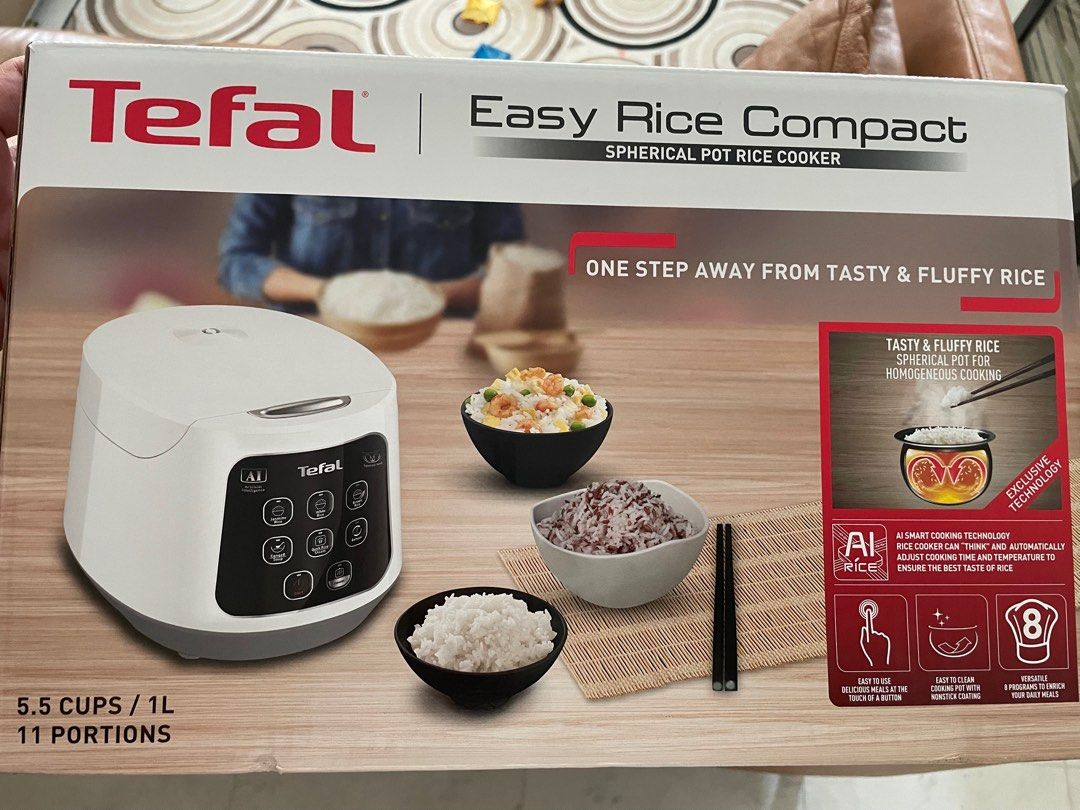 Tefal Easy Compact Fuzzy Logic Rice Cooker 1L RK7301, TV & Home Appliances, Kitchen Appliances ...