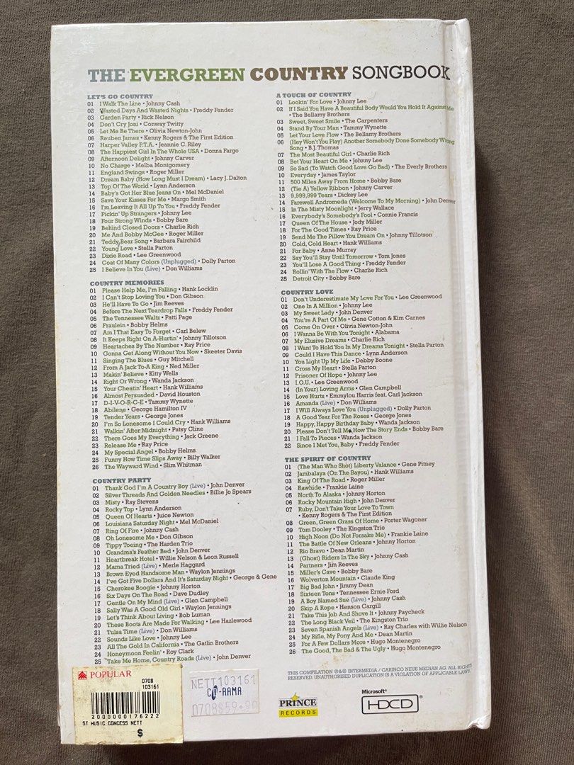 THE EVERGREEN COUNTRY SONGBOOK - MANY SHADES OF COUNTRY IN ONE ...