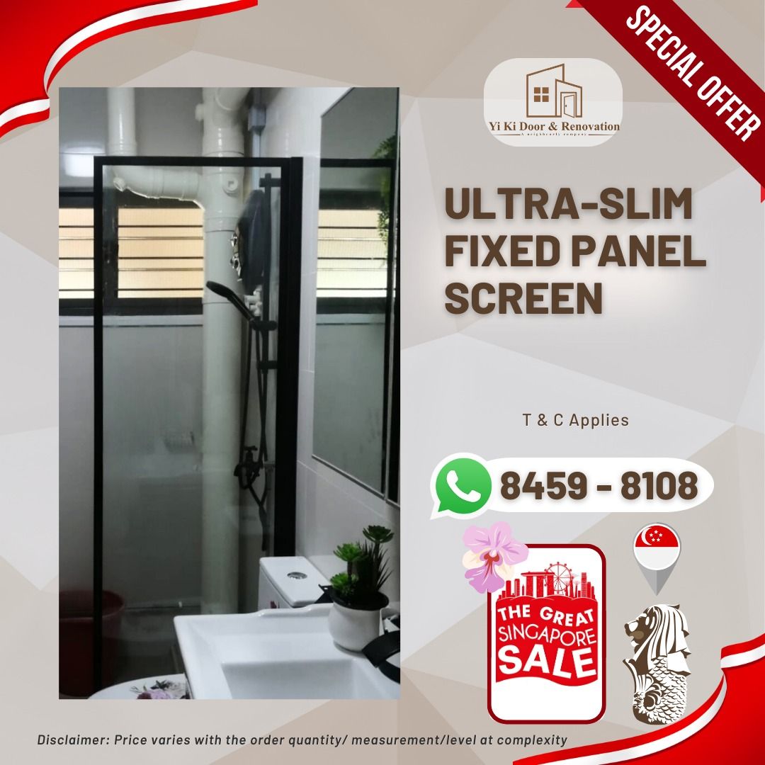 Ultra-Slim Fixed Panel Screen, Furniture & Home Living, Bathroom ...