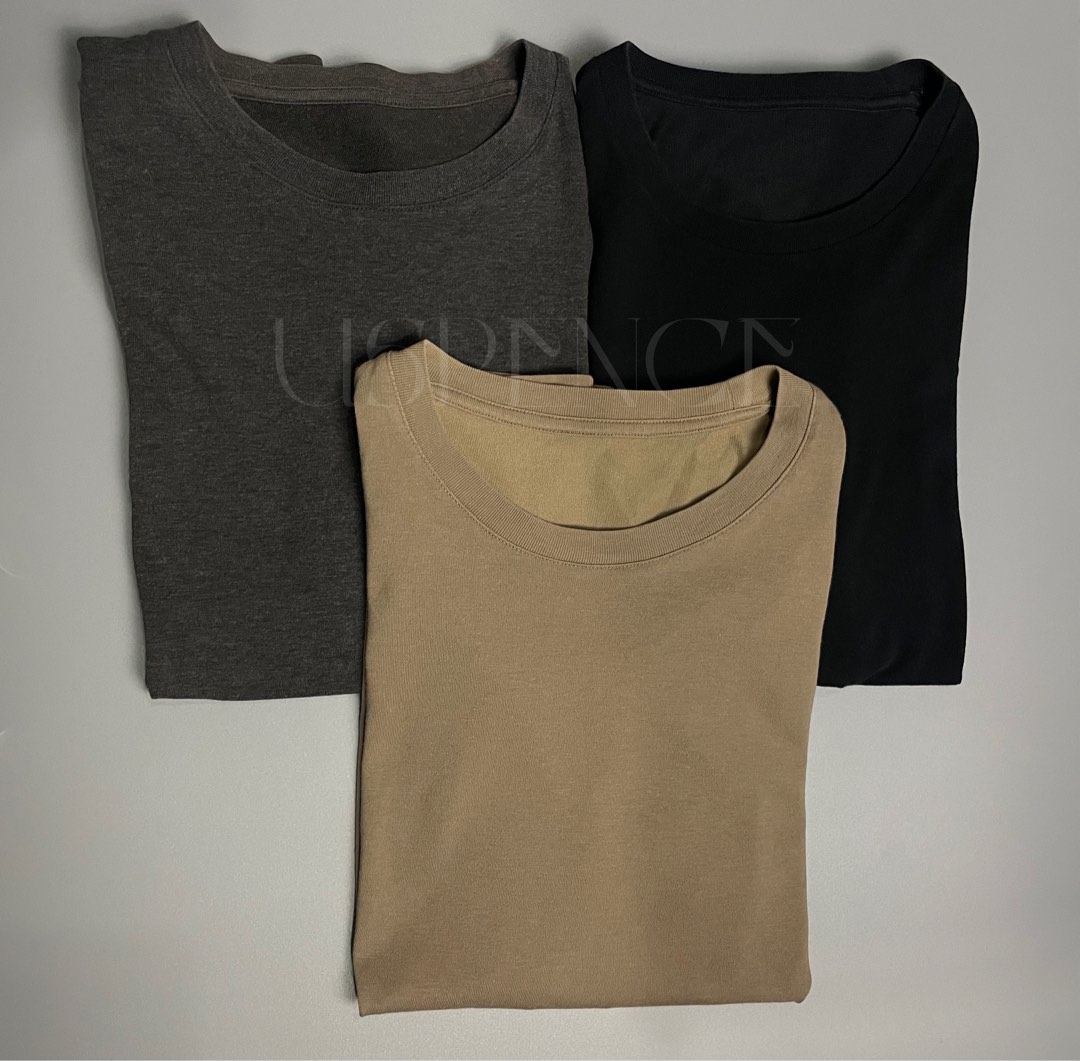 Uniqlo Basic Tshirt AS PACK BEIGE CHARCOAL BLACK (3 - Medium on tag ...