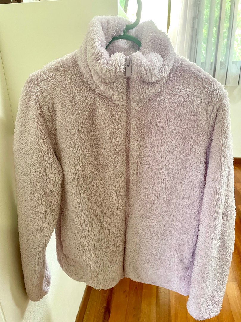 Uniqlo fluffy jacket S size Light Pink colour, Women's Fashion, Coats ...