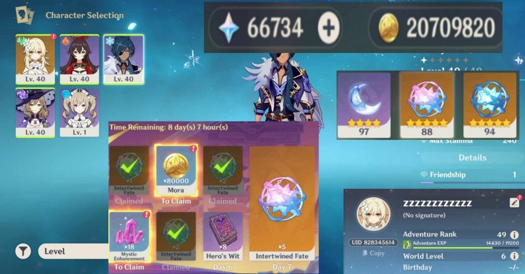 Unrolled / Reroll Genshin Impact Accounts, Video Gaming, Video Games ...