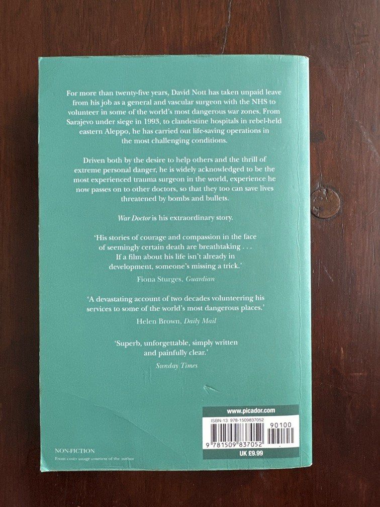 War Doctor : Surgery on the Front Line by David Nott, Hobbies & Toys ...