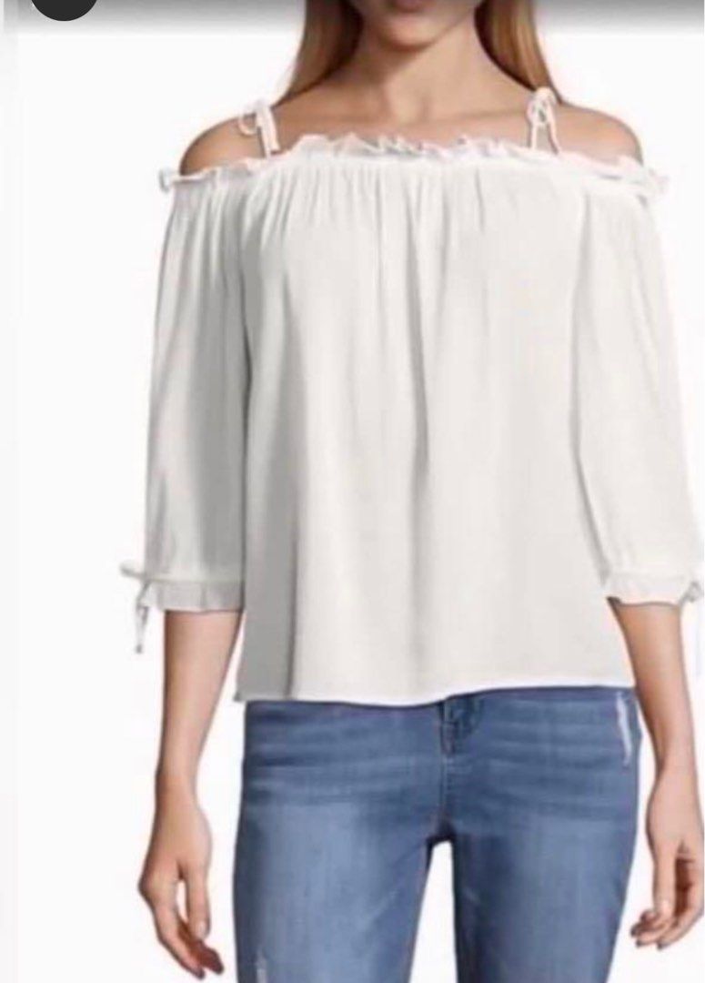 White Off Shoulder Top, Women's Fashion, Tops, Blouses on Carousell