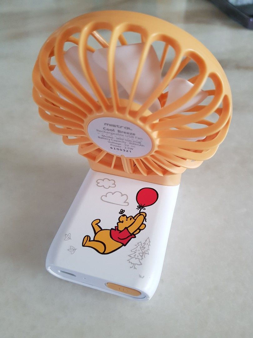 Winnie the Pooh x Mistral Rechargeable USB fan, Everything Else, Others ...