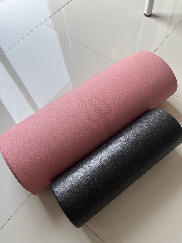 Yoga mate with hard form roller, Sports Equipment, Exercise & Fitness ...