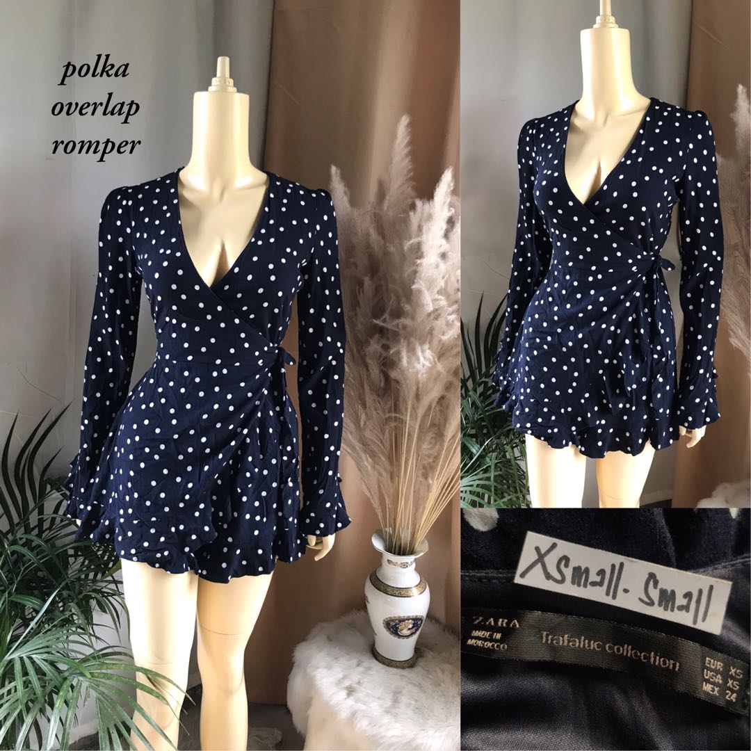 Zara Overlap Romper, Women's Fashion, Dresses & Sets, Rompers on Carousell