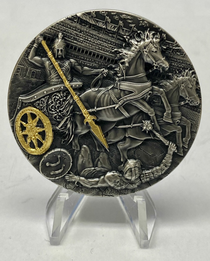 2019 CHARIOT RYDWAN WARFARE Ultra High Relief Antique Silver Coin 2 oz ...