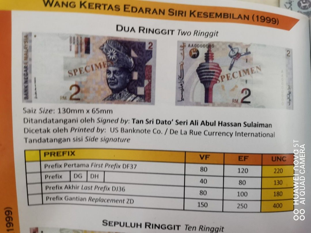 9th Series 1998-1999 Malaysia Rm2 Side Sign Aisyah Prefix DG Banknote, Hobbies & Toys ...