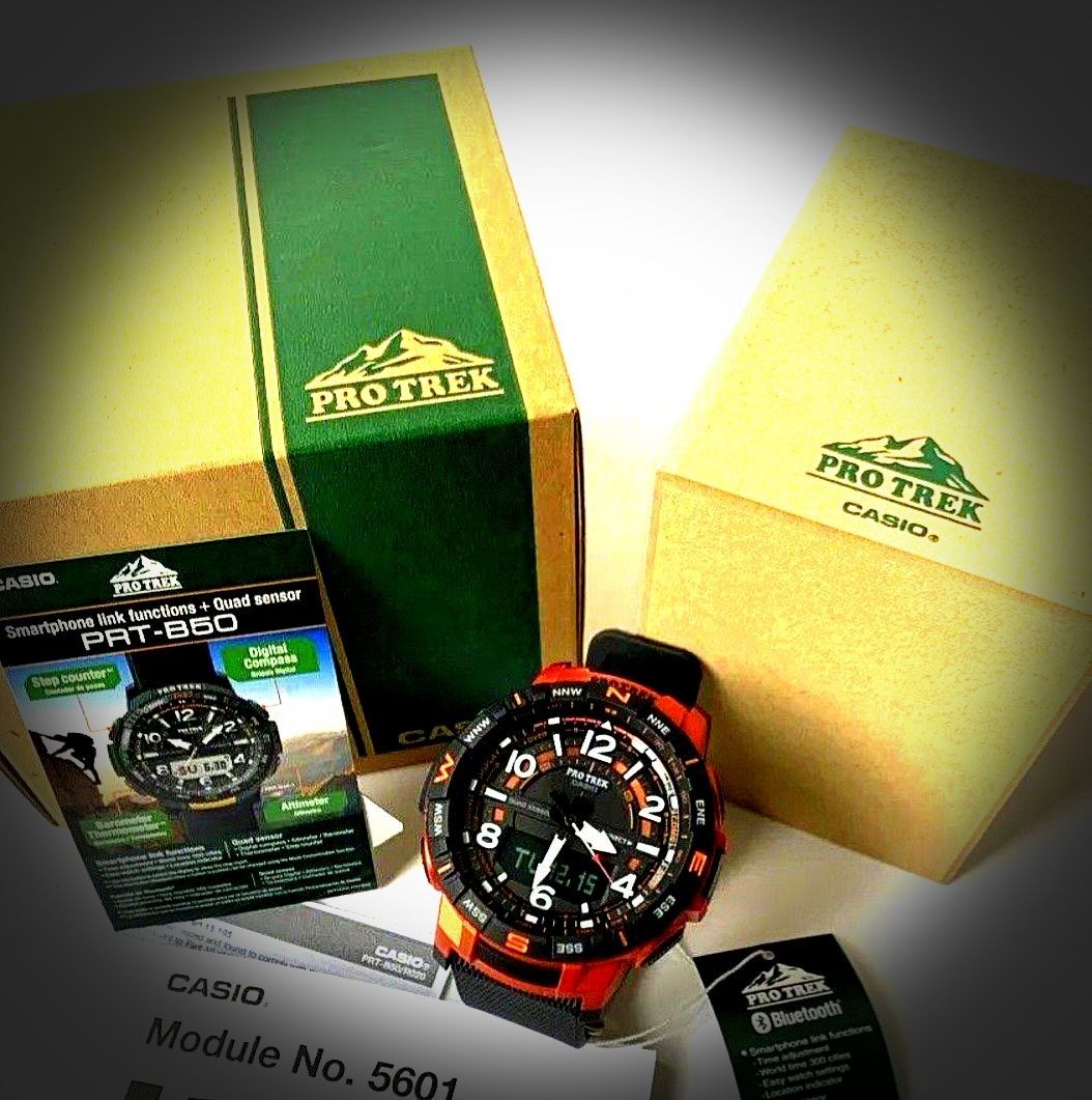 Casio Pro-Trek PRTB50-4 Quad Sensor Bluetooth / Orange & Black Watch ...