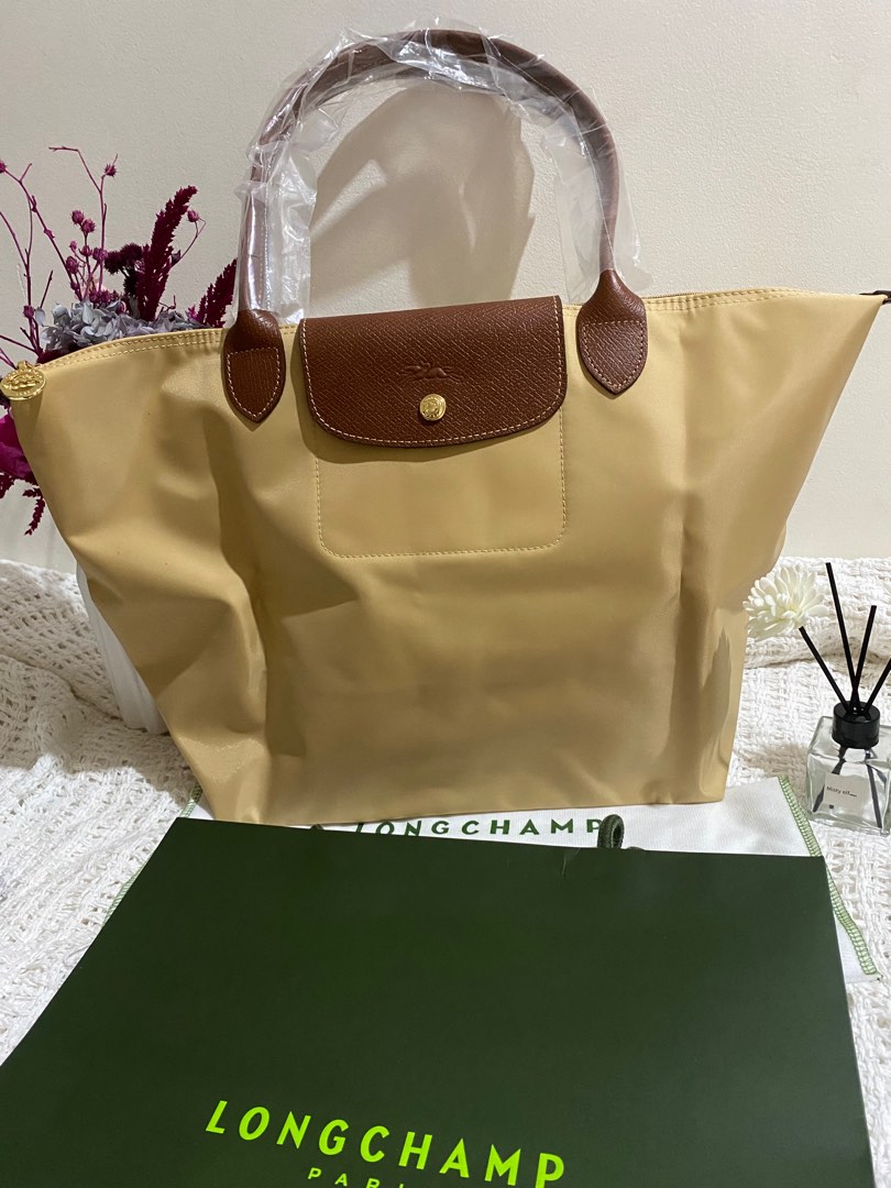 AUTHENTIC Longchamp Le Pliage Long Handle Large - Beige, Luxury, Bags ...