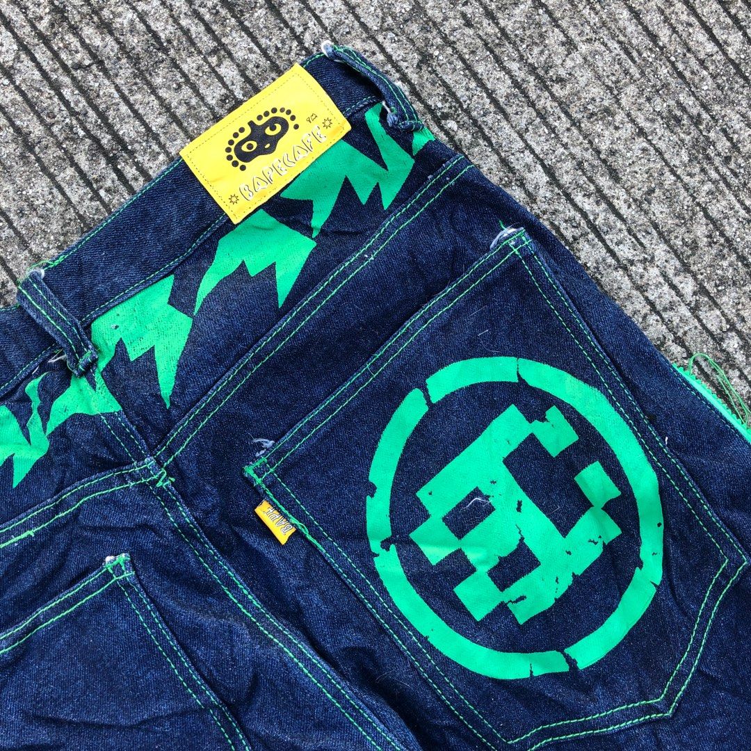 BAPE BACK PRINT, Men's Fashion, Bottoms, Jeans on Carousell