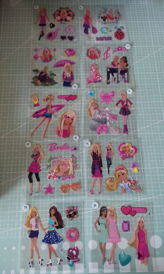 Barbie Stickers sheet PET, Hobbies & Toys, Stationery & Craft, Handmade ...