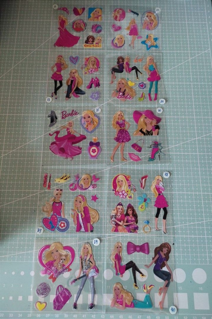 Barbie Stickers sheet PET, Hobbies & Toys, Stationery & Craft, Handmade ...