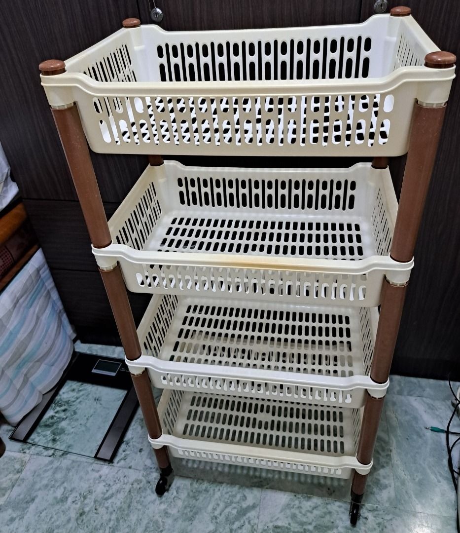 Basket shelf trolley wheels, Furniture & Home Living, Furniture ...