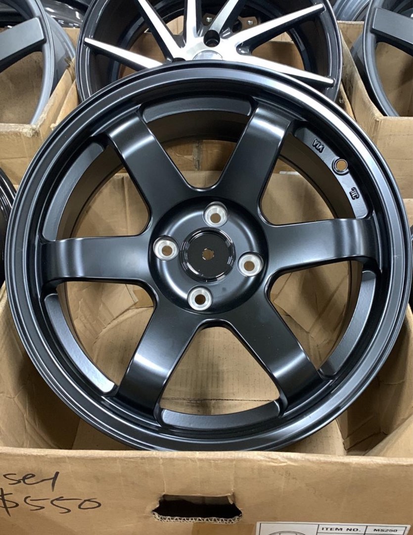 Black Rims 16X7 4X100 ET35, Car Accessories, Tyres & Rims on Carousell
