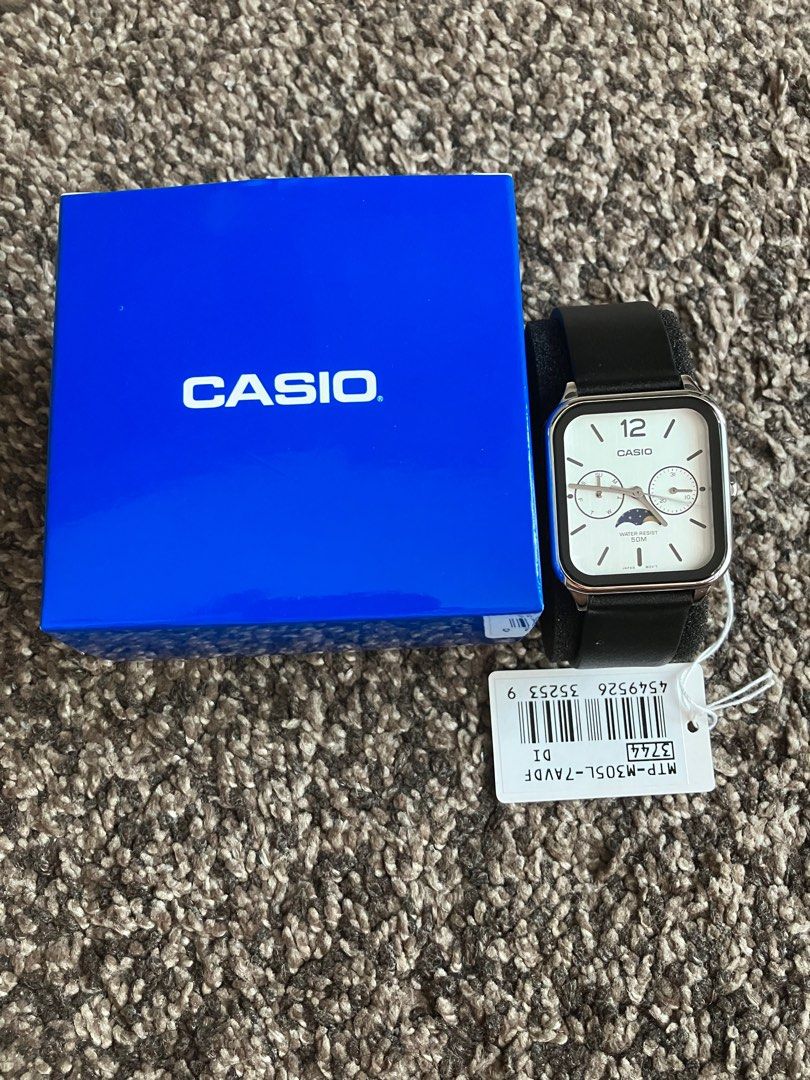 Casio Moon Phase/Moonphase Dress Watch MTP-305M White, Luxury, Watches ...