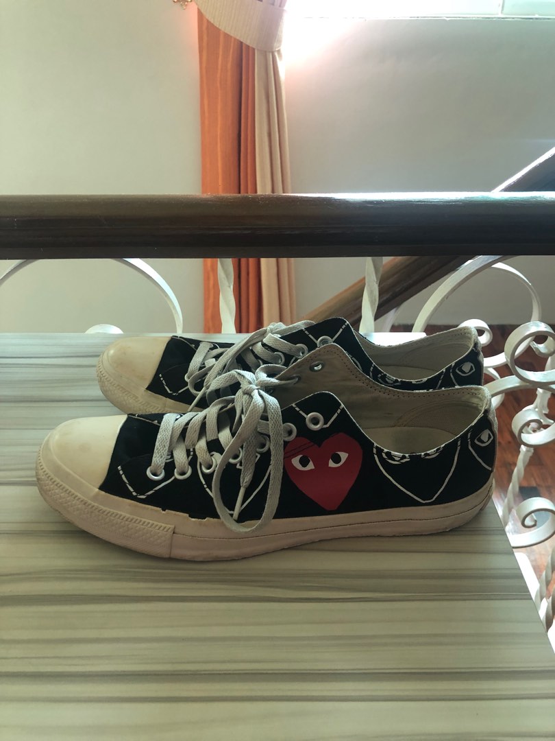 CDG All over heart Black Low - Japan exclusive release, Men's Fashion ...
