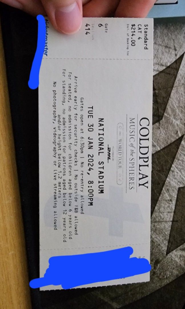 COLDPLAY PHYSICAL TICKETS (CAT4), Tickets & Vouchers, Event Tickets on ...