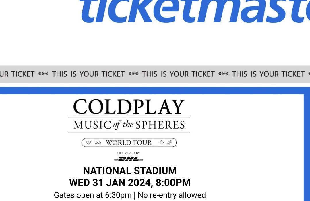 Coldplay Singapore Concert Ticket 31th Jan, Tickets & Vouchers, Event ...