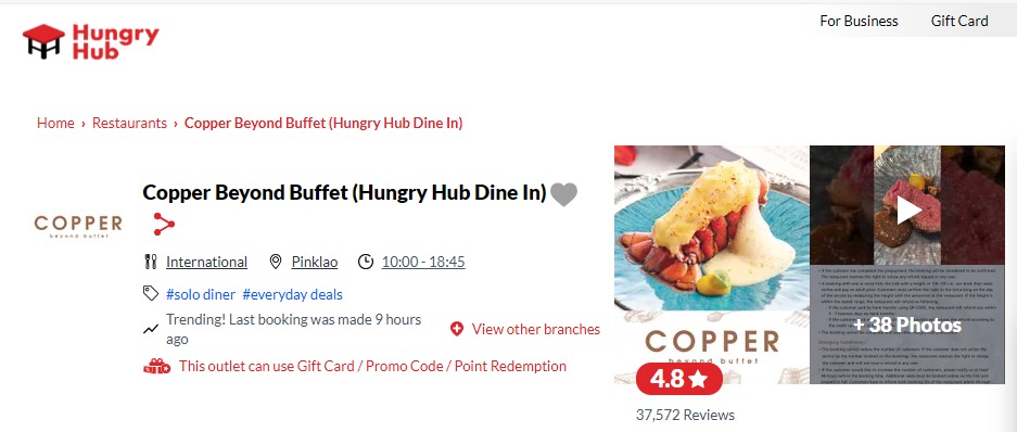 泰國曼谷Copper Beyond Buffet - Hungry Hub Pack B - Select 2 Premium Menu - 自助餐兩位, 門票＆禮券, 機票及海外景點 ...