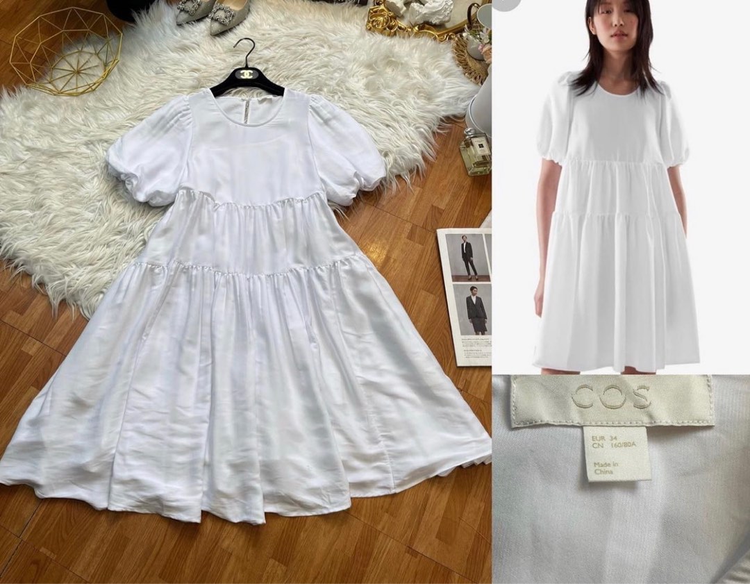 Cos linen puff sleeve dress, Women's Fashion, Dresses & Sets, Dresses ...