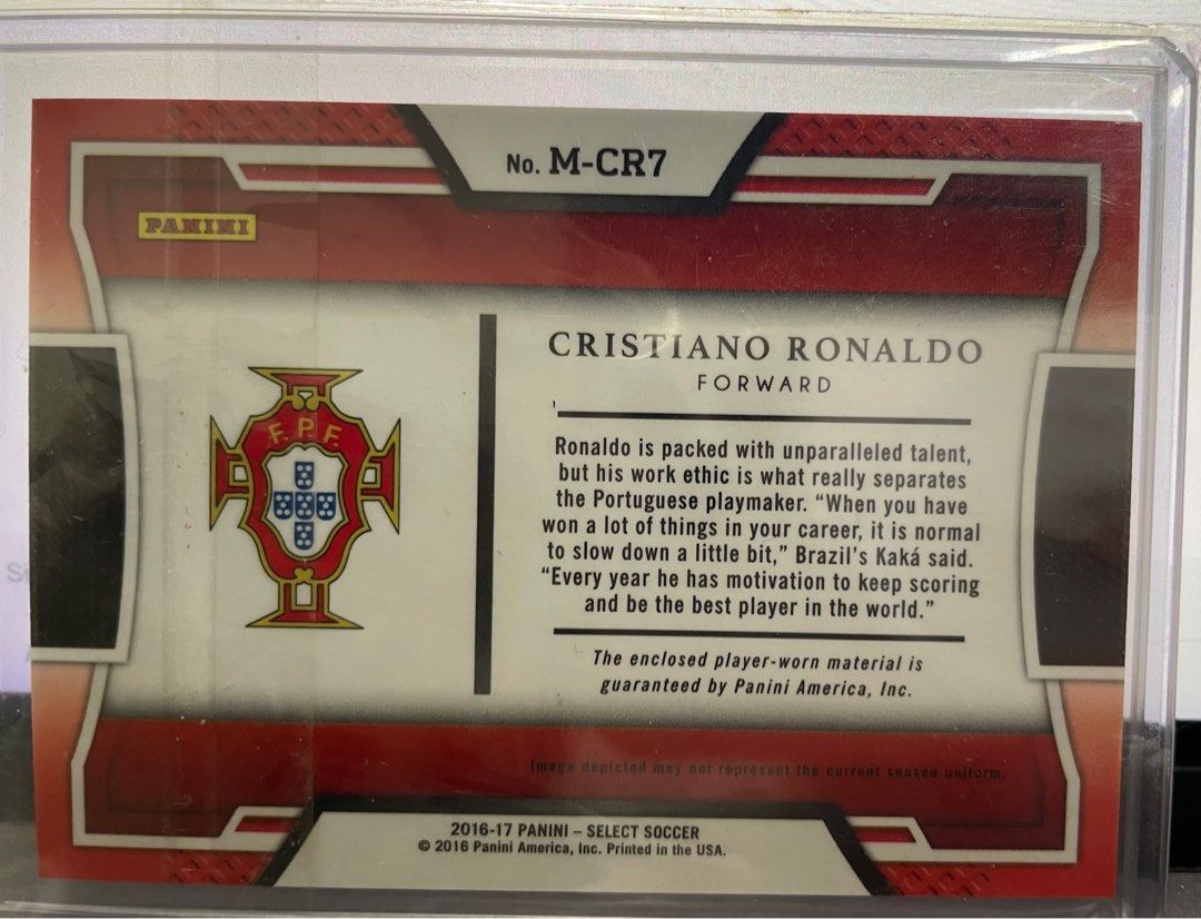 Cristiano Ronaldo 2016-17 Panini Select Portugal Memorabilia Patch ...
