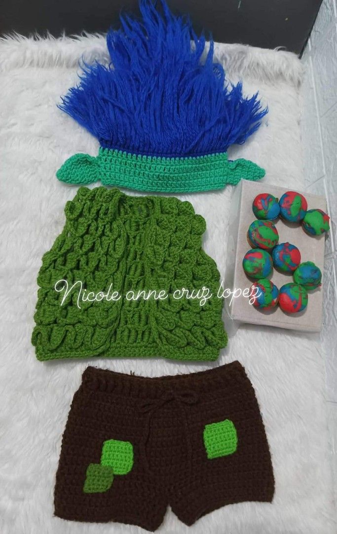 Crochet baby costume(trolls branch)6-12m, Babies & Kids, Babies & Kids ...