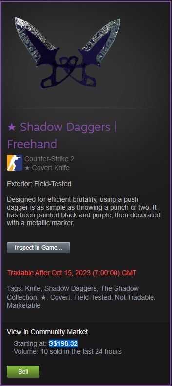 CSGO CS2 Shadow Daggers | Freehand FT [BUFF PRICE], Hobbies & Toys ...