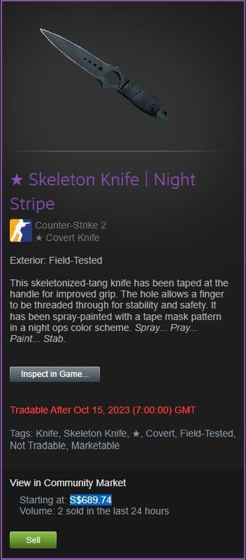 CSGO CS2 Skeleton Knife | Night Stripe FT [BUFF PRICE], Video Gaming, Gaming Accessories, In ...