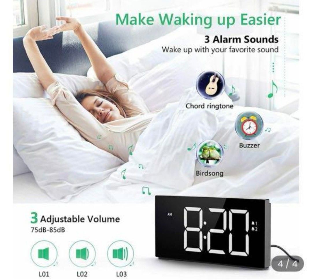 Curved led Digital Clock light setting alarm usb table clock, Furniture ...