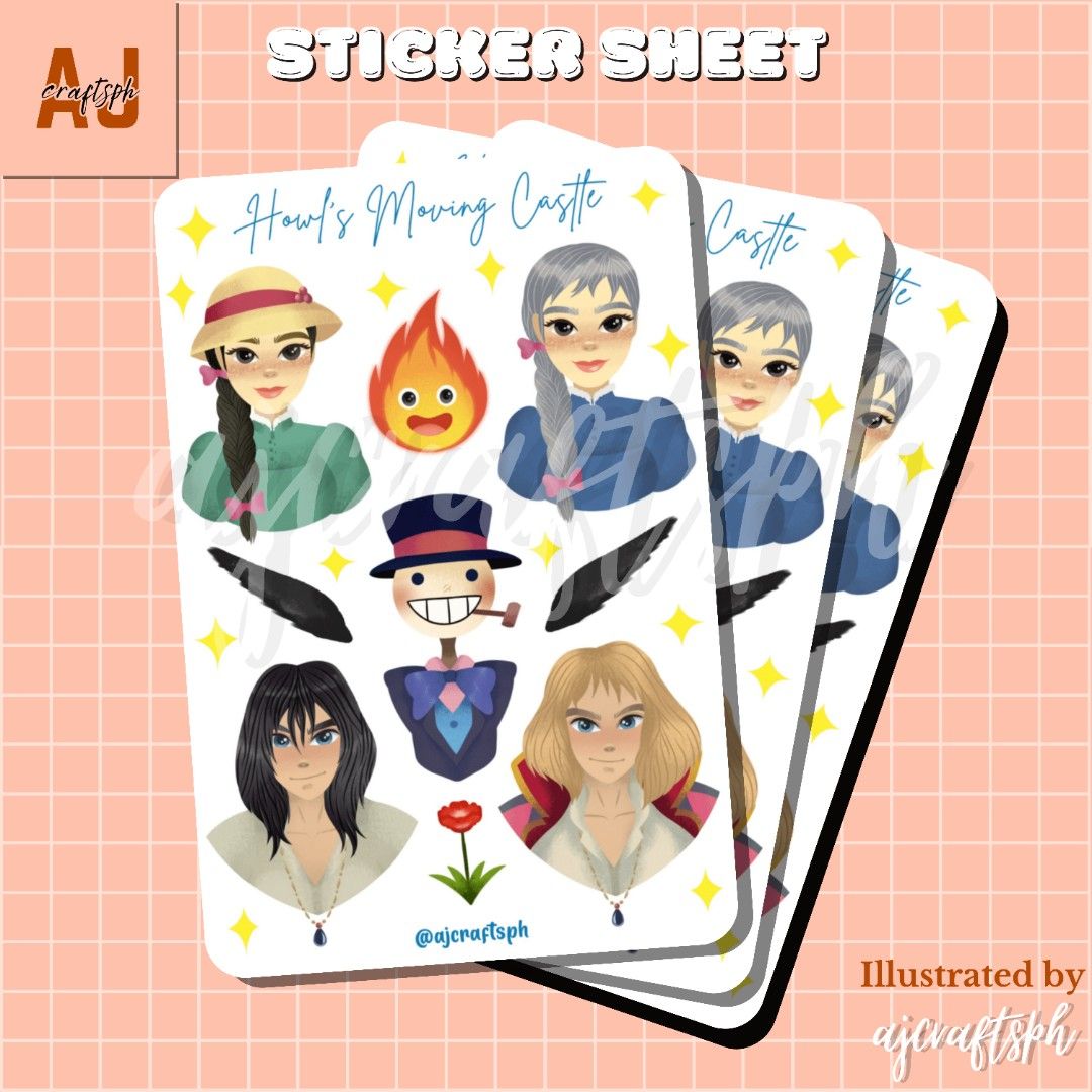 Deco Sticker Sheet Howl's Moving Castle Studio Ghibli Illustrated by ...