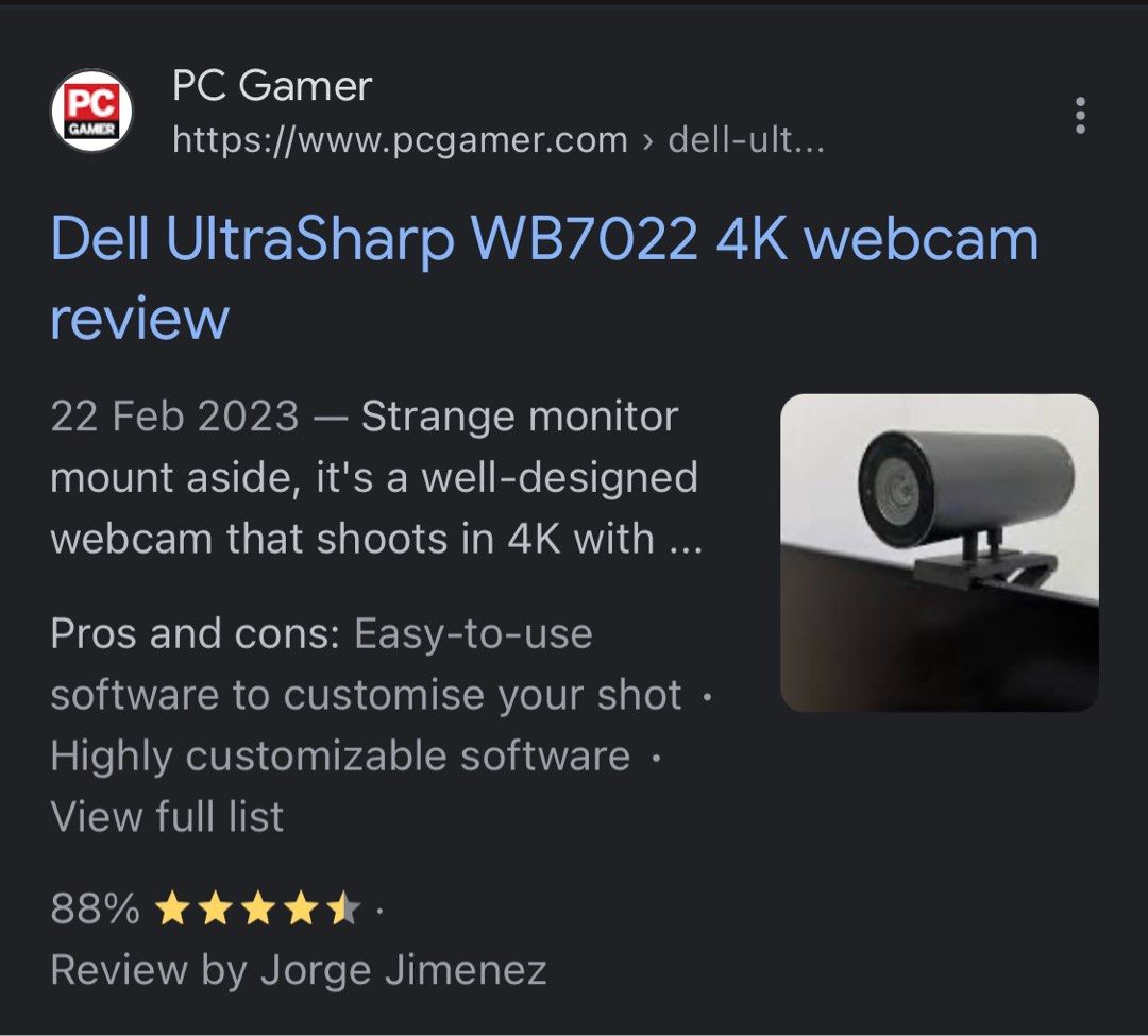 Dell 4K Ultra HD Ultrasharp Webcam WB7022, Computers & Tech, Parts ...