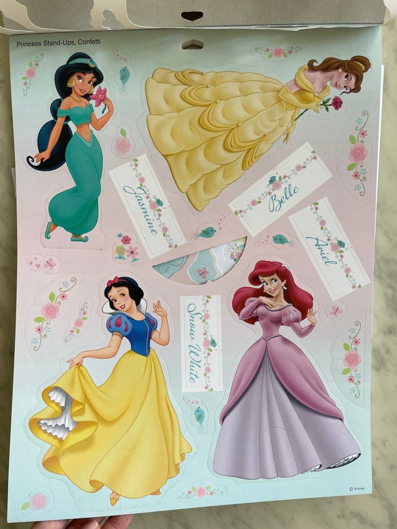 Disney Princess punch out table decor & birthday banner, Hobbies & Toys ...