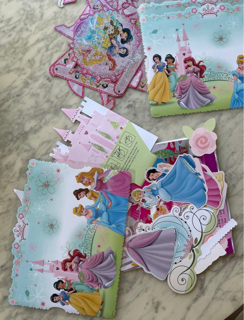 Disney Princess punch out table decor & birthday banner, Hobbies & Toys ...