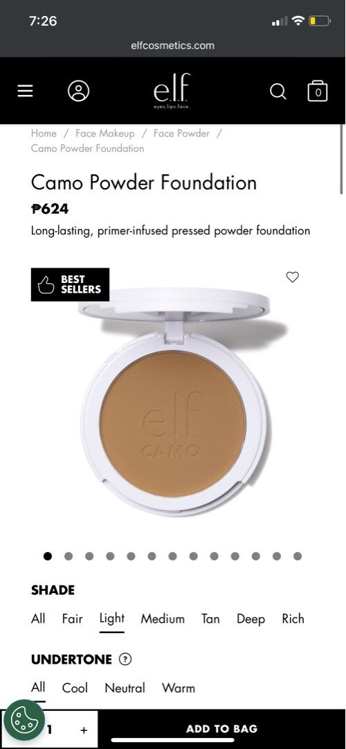 ELF CAMO Powder Foundation in Light 205N, Beauty & Personal Care, Face ...
