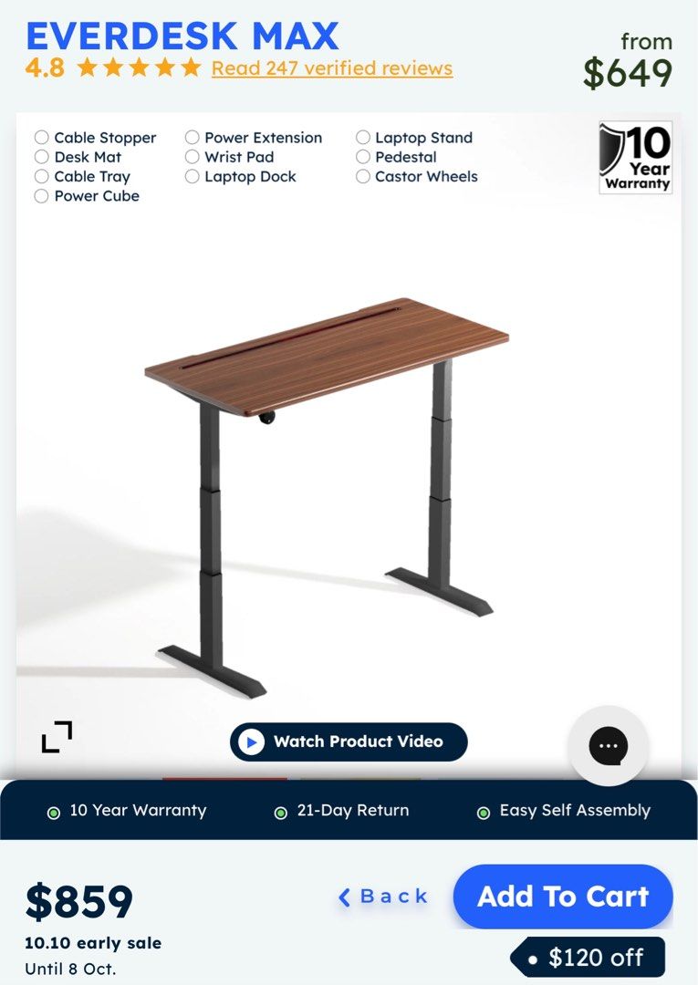 Everdesk Max (1600 x 700), Furniture & Home Living, Furniture, Tables ...