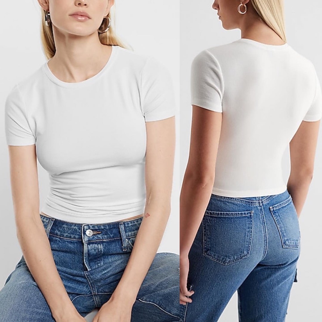EXPRESS_BASIC WHITE TEE, Women's Fashion, Tops, Shirts on Carousell
