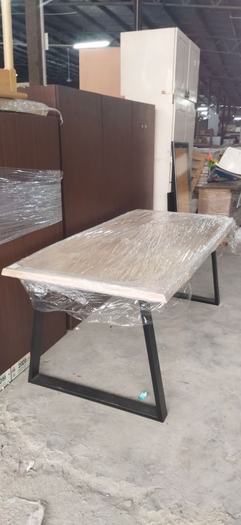 (F20083892) Ruma Fletcher Washed Oak Wooden Metal Leg 6-seater Dining ...