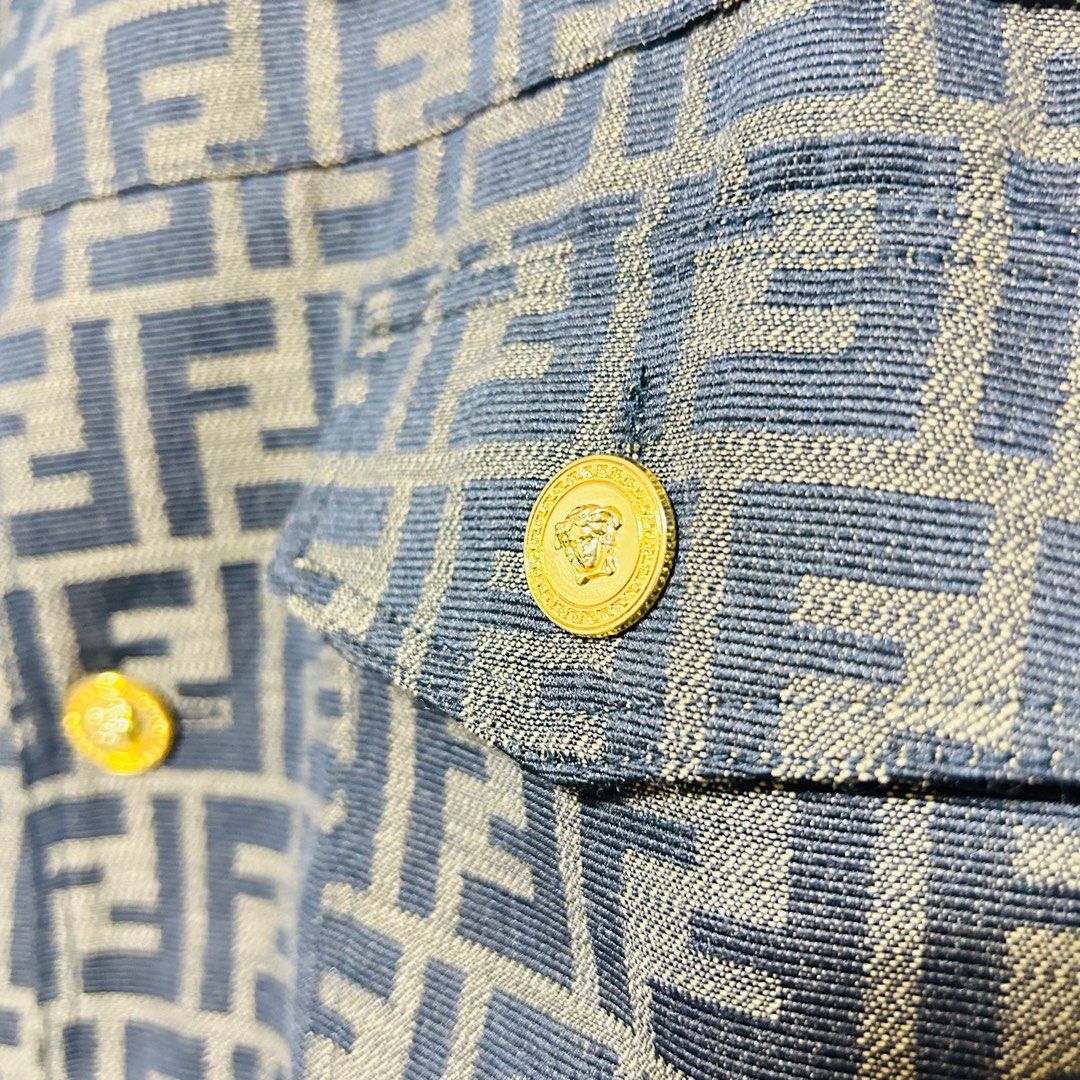 Fendace fendi x Versace denim jacket, Luxury, Apparel on Carousell